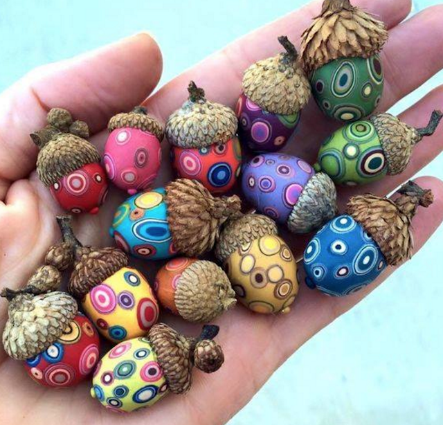 Joyful Puttering: Collecting Creating Connecting: Colorful Acorns!