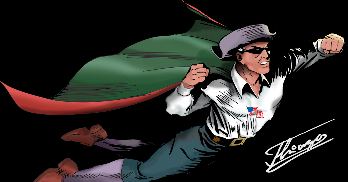 Fighting Yank Digitally over the Original Art. A Homage to Jack Binder.