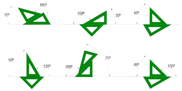 DIBUJO TÉCNICO : Dibujo de ángulos con escuadra y cartabón