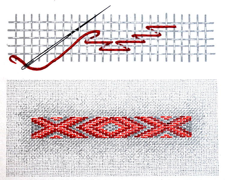 Semne Cusute: INCRETURI - punctul banatean in linie oblica pe dos