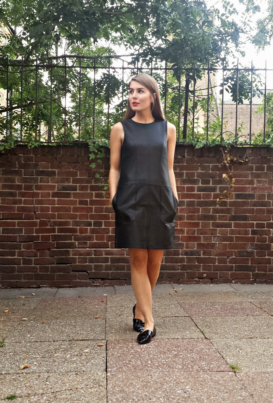 Outfit: Warehouse leather shift dress | Style Trunk