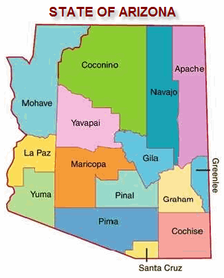 Arizona County Map Area | County Map Regional City