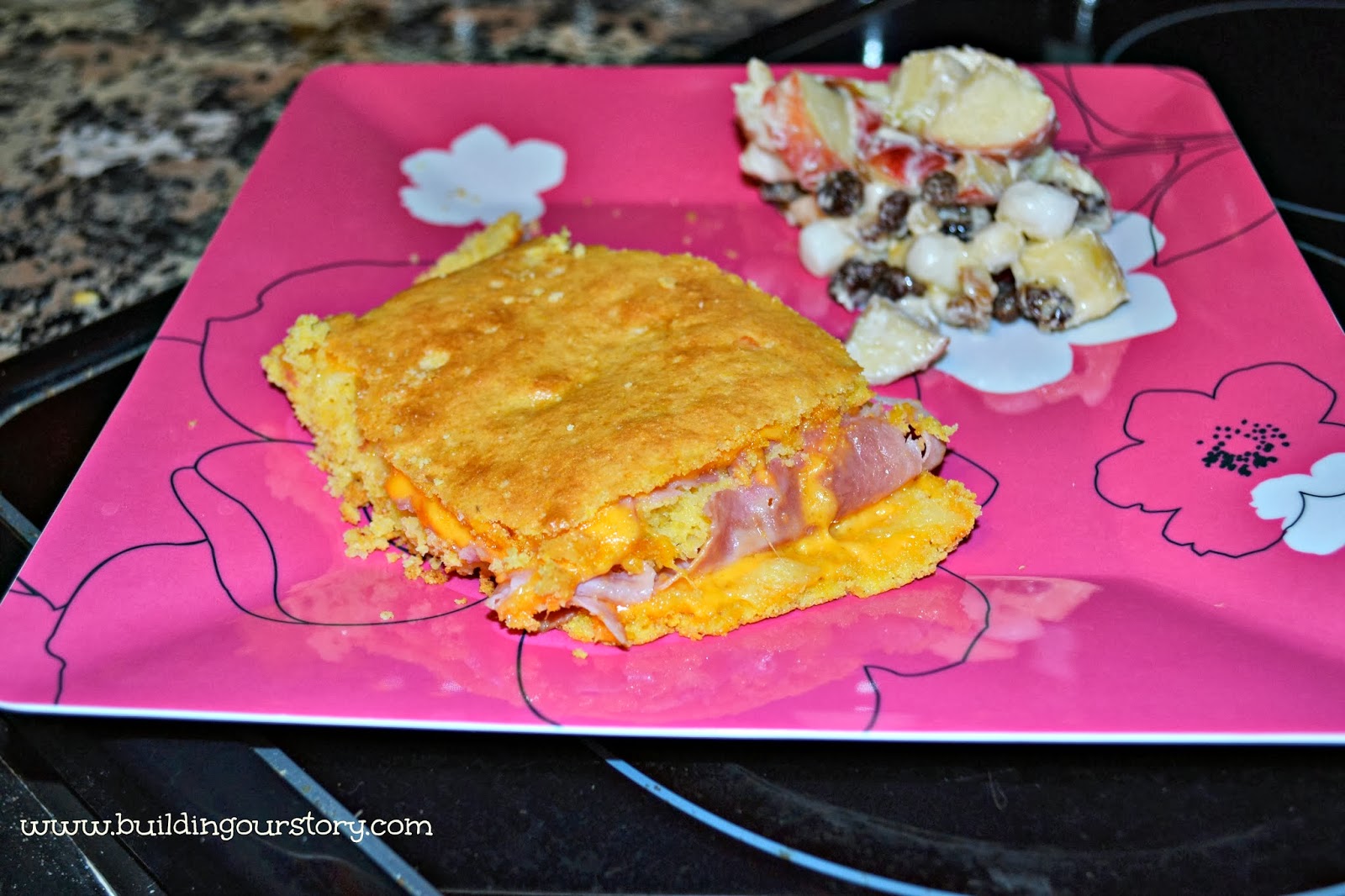 Cornbread Hot Ham and Cheese Sandwich #Recipe - Building Our Story