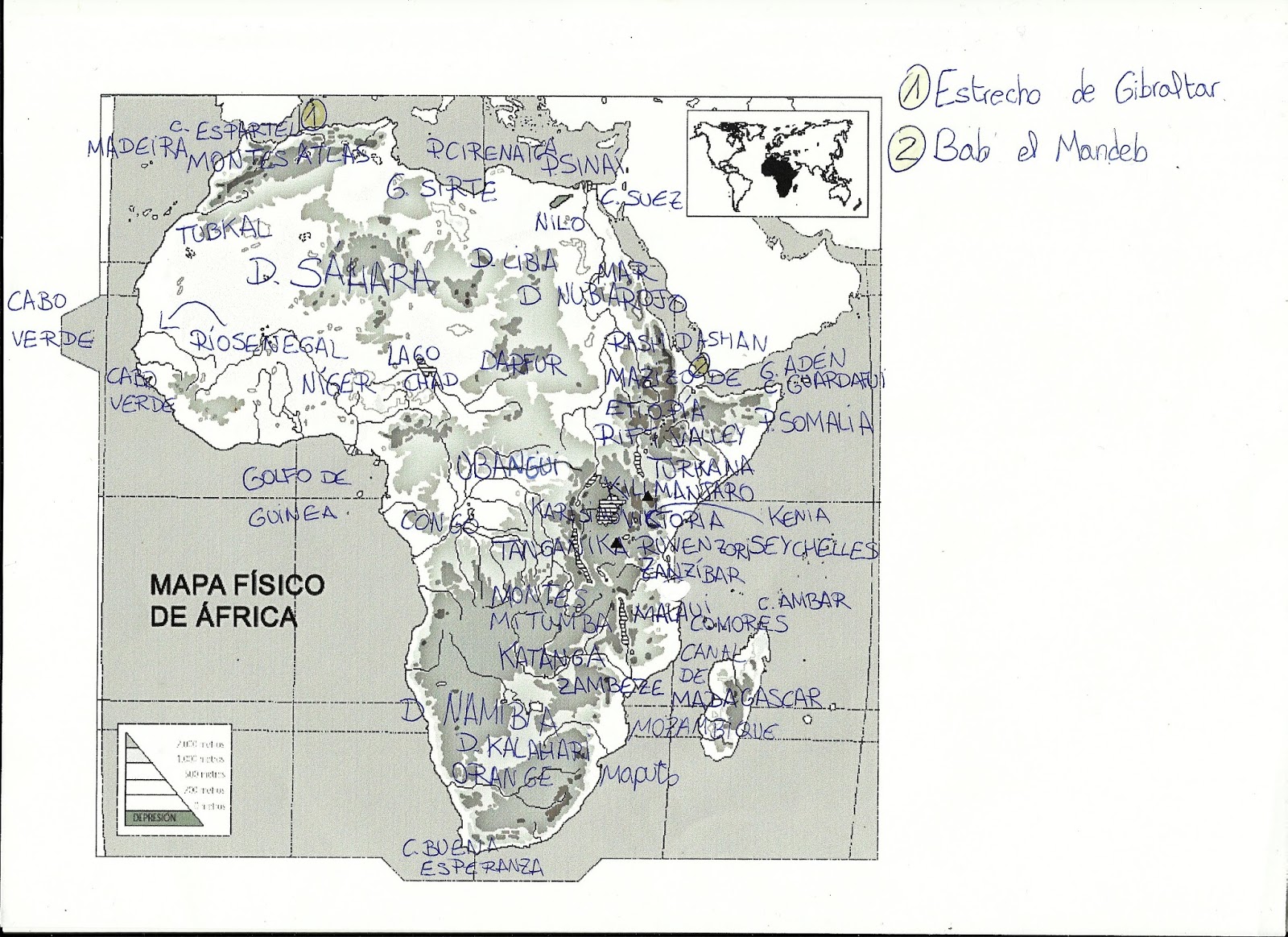 Trabajos De Geografía e Historia: Mapas de Asia y África físicos.