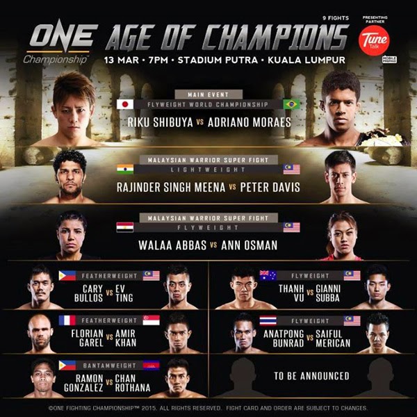 ONE FC: Age of Champions Live in Putra Indoor Stadium KL on 13 March 2015