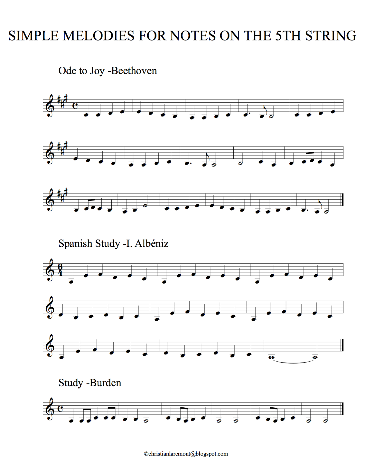 Christian Laremont ~ Classical Guitarist: SIMPLE MELODIES FOR NOTES ON ...