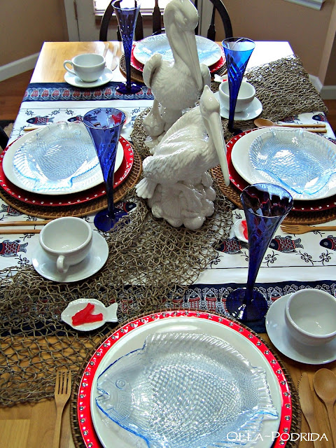 Olla-Podrida: One Fish, Two Fish, Red Fish, Blue Fish Tablescape