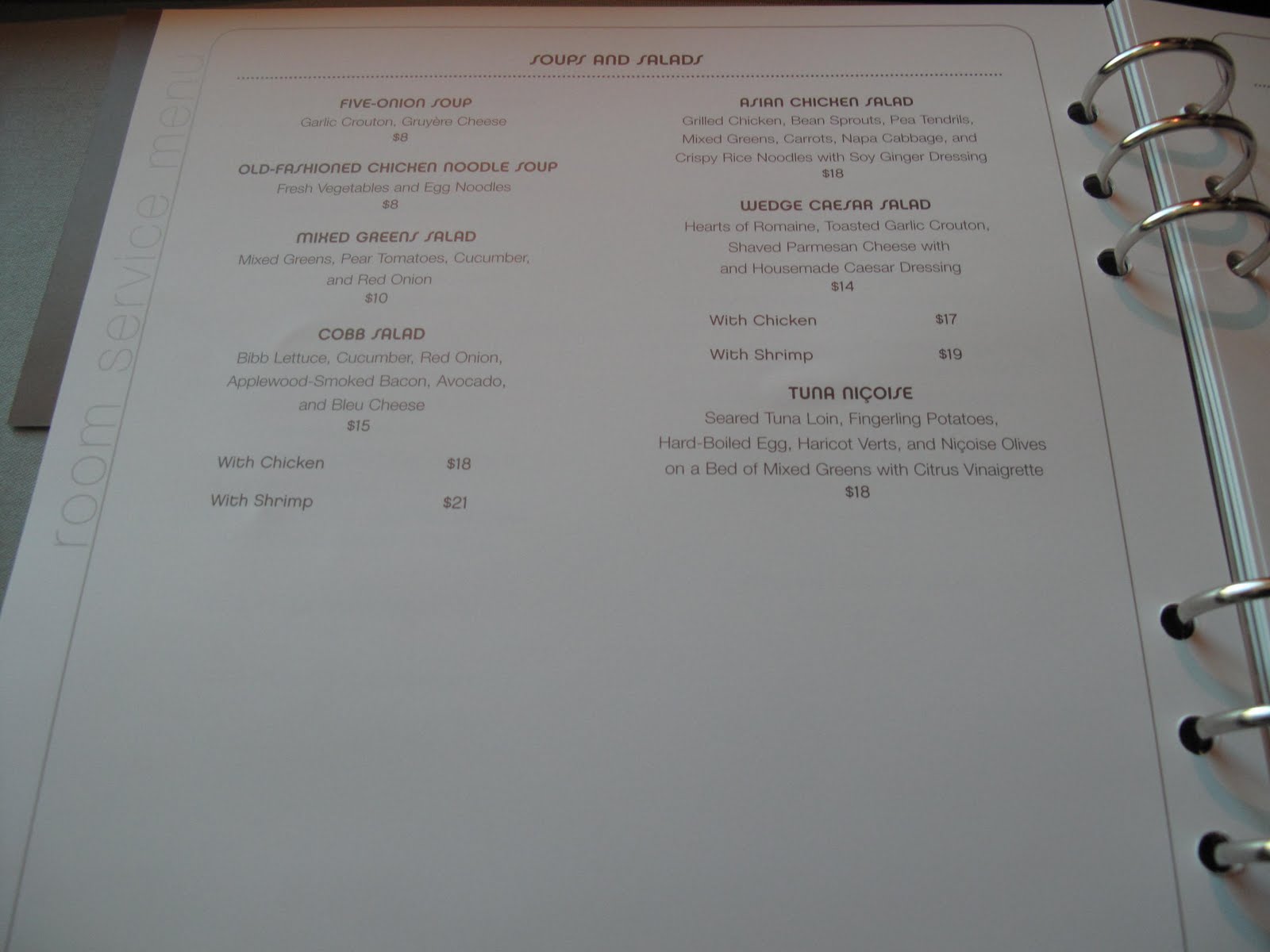 LAS VEGAS DAZE: THEHotel at Mandalay Bay Room Service Menu