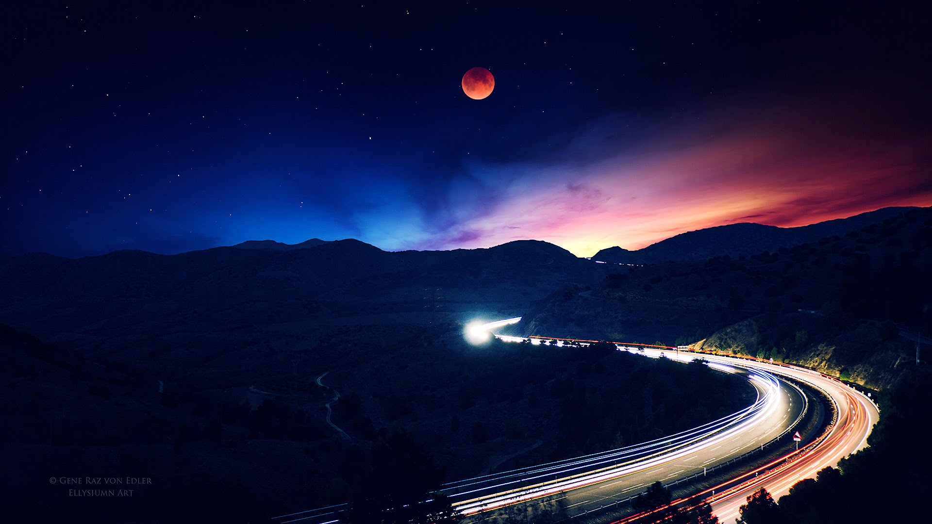 Night, Sky, Moon, Road, Time-Lapse, Landscape, Scenery, 4K, #160 ... Night, Sky, Moon, Road, Time-Lapse, Landscape, Scenery, 4K, #160 ...