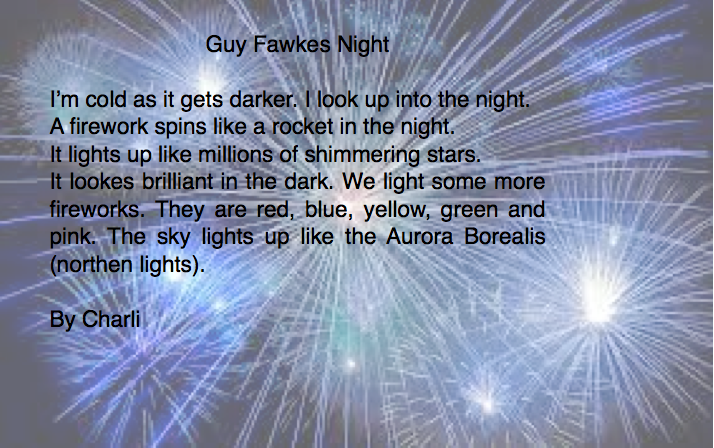 Pod 6 Hurupaki School: Charli Fireworks Writing