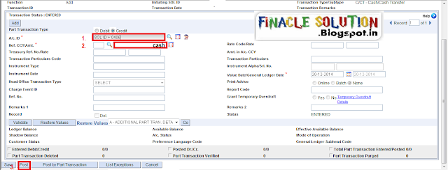 Vault Teller Cash Transfer in DOP Finacle
