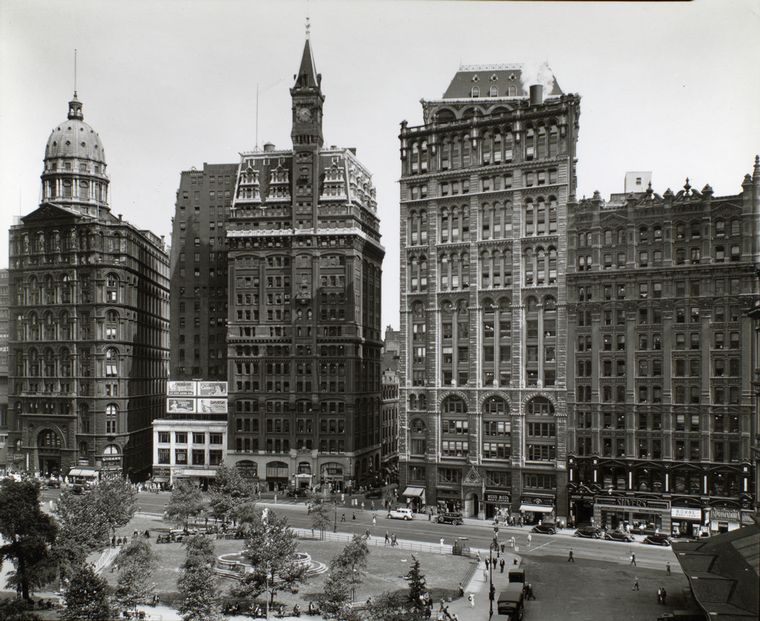 From The New York Public Library: Park Row, 'Newspaper Row', Manhattan ...