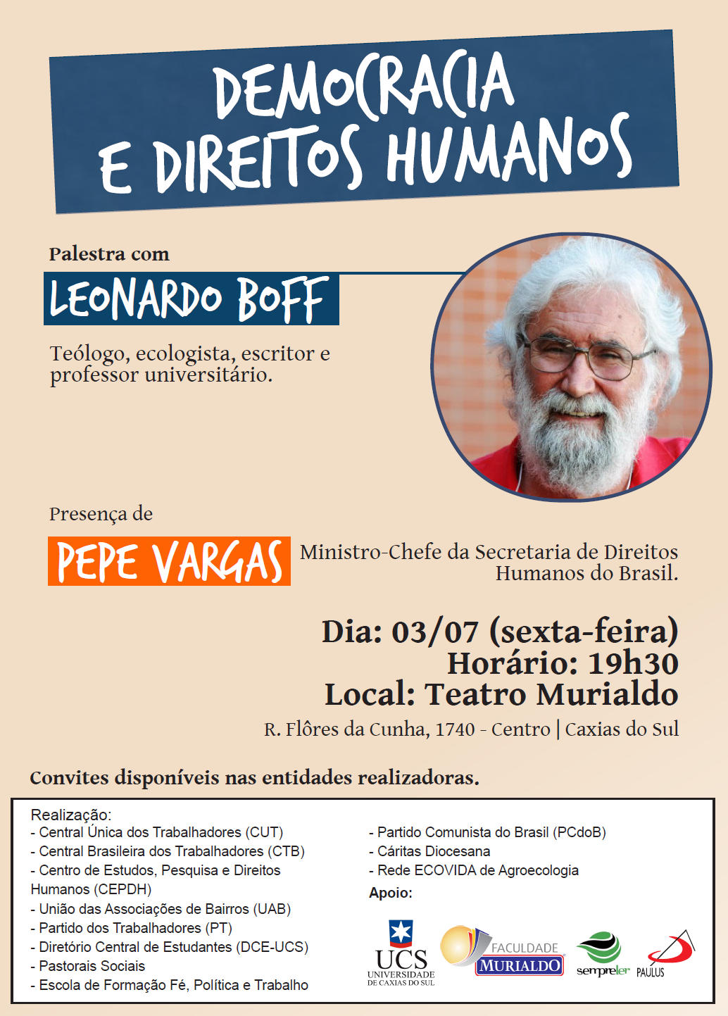 Escola de Formação Fé, Política e Trabalho: Leonardo Boff - de 1 a 4 de ...