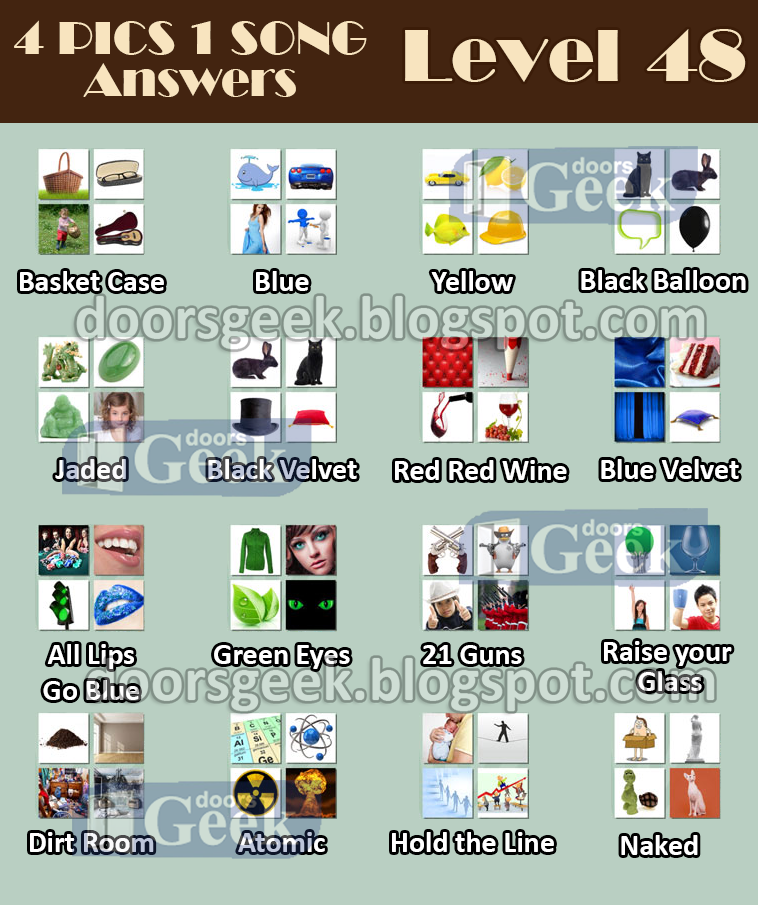 4 Pics 1 Song - Level 48 Answers ~ Doors Geek