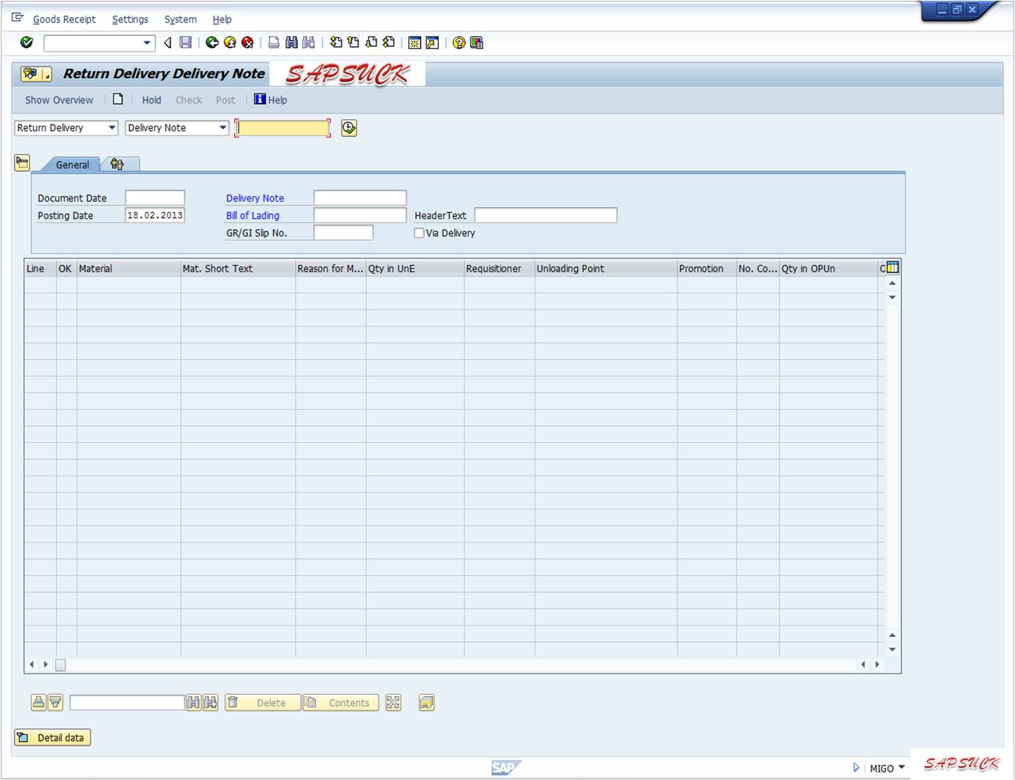 T-Code : MIGO | เก็บเงินเที่ยว