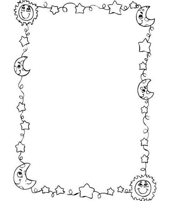 Borde de Sol y Luna para colorear e imprimir - COLOREA TUS DIBUJOS