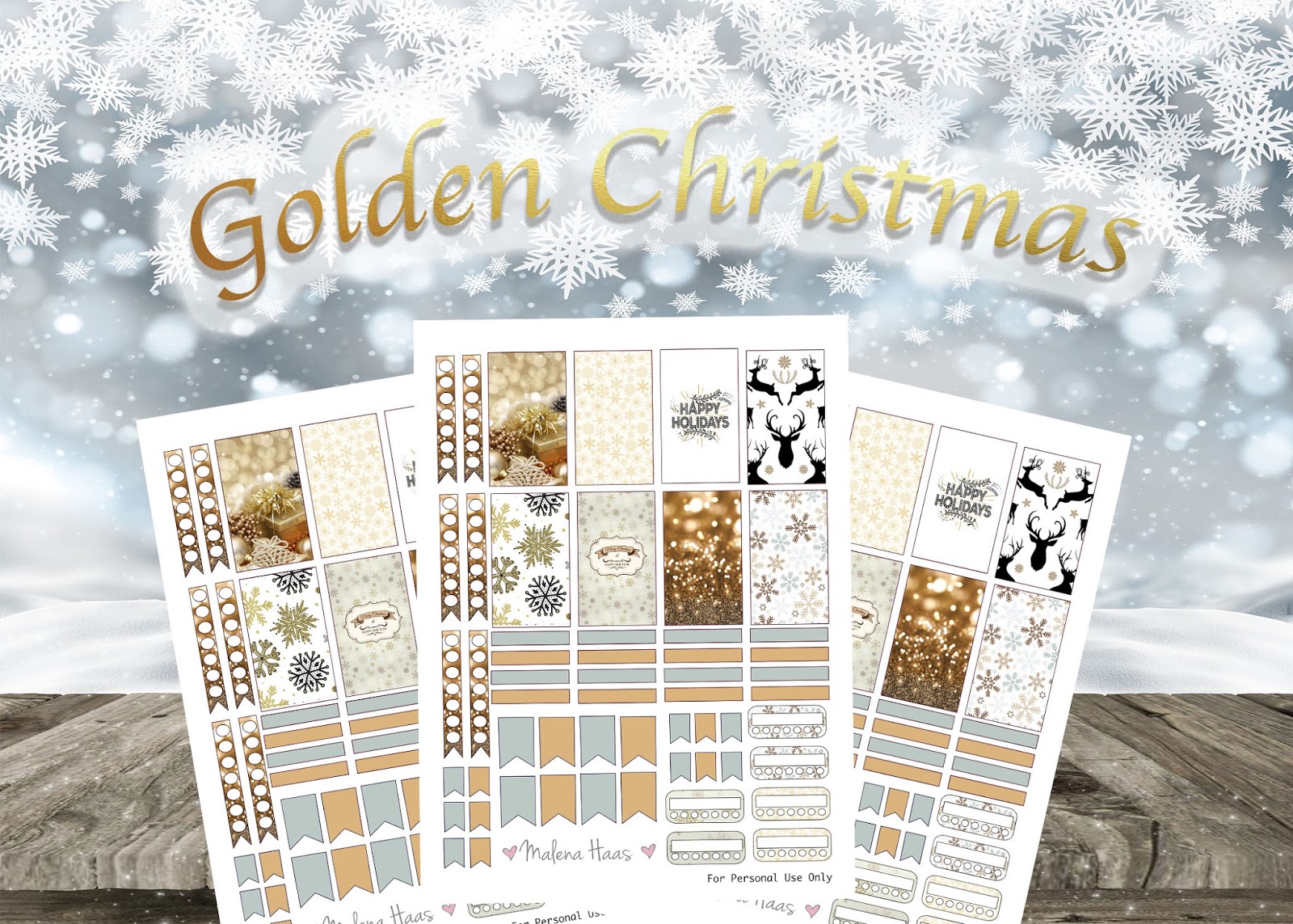 Malena Haas: FREEBIE Friday Gold Christmas Stickers