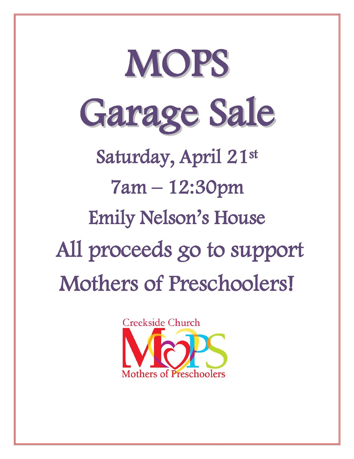 MOPS at Creekside: MOPS Garage Sale!