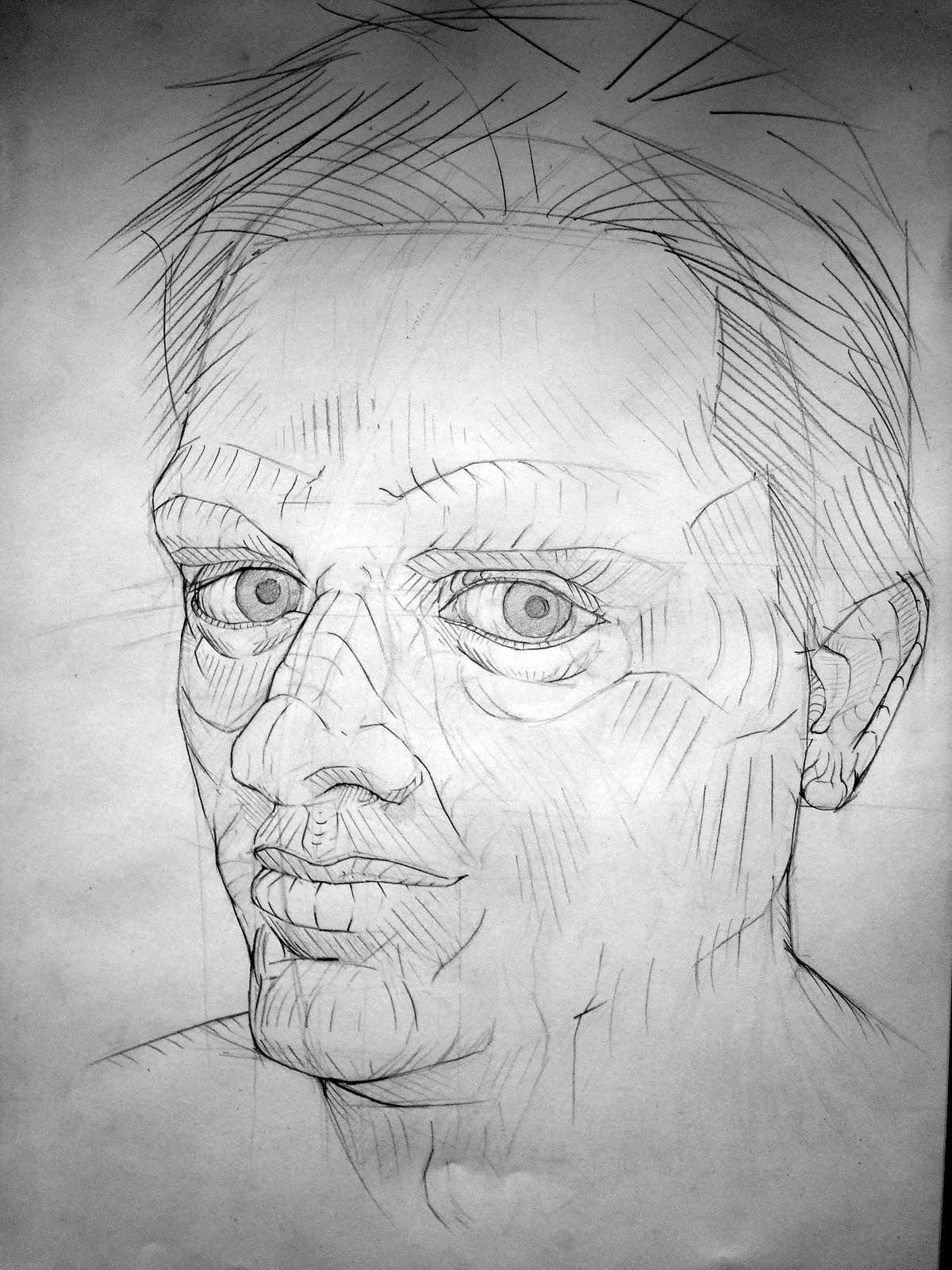 Figure Drawing and Anatomy: 3/4 schematic self-portraits