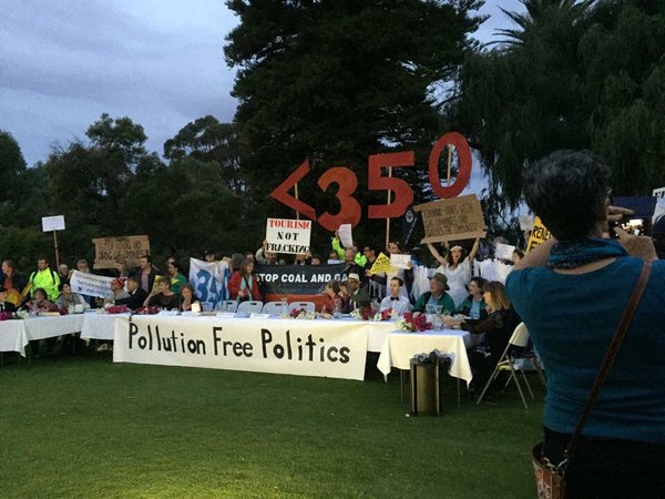 Climate activists stage protest outside #LNG18 in Perth