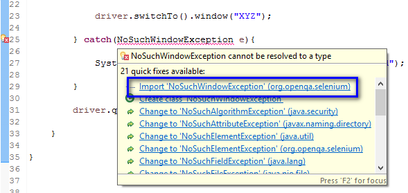 Selenium By Arun Nosuchwindowexception Webdriver Exception