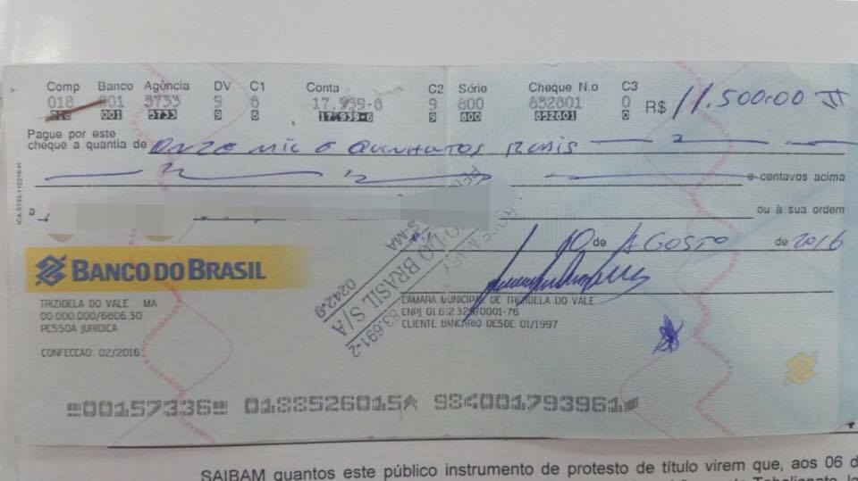Trizidela do Vale - Presidente da Câmara é acusado de passar cheque sem ...