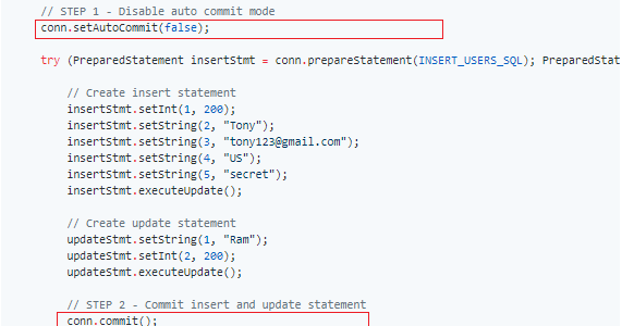 JDBC Transactions with Example JDBC Transactions with Example