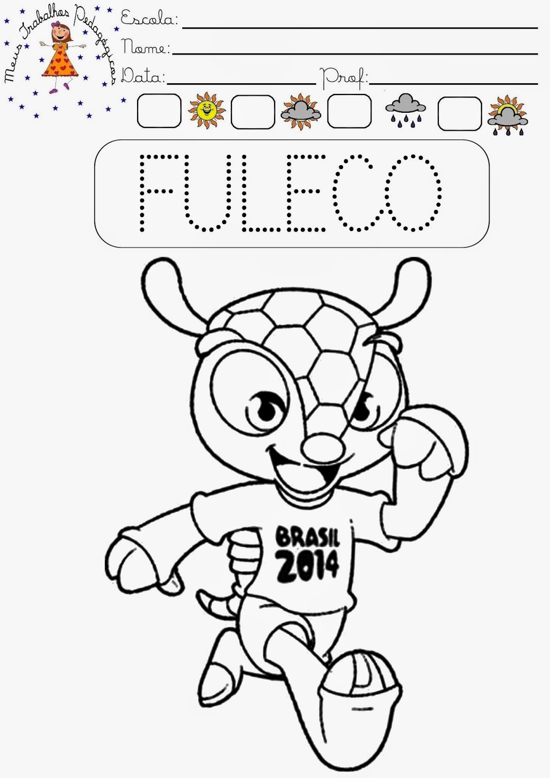 JORNAL PONTO COM: Para colorir e cobrir - copa 2014 - Fuleco.