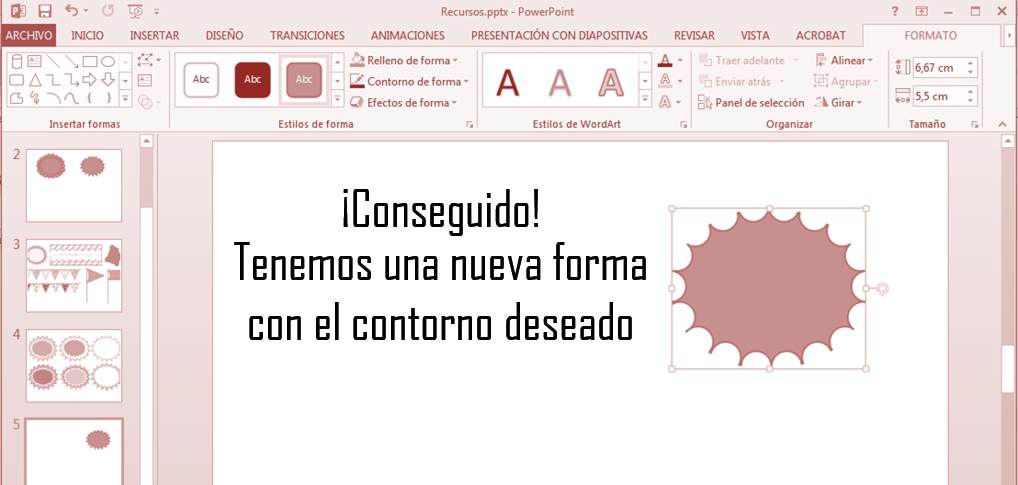 Minitutorial Powerpoint. Combinar formas: RESTAR | Cortar, Coser y Crear