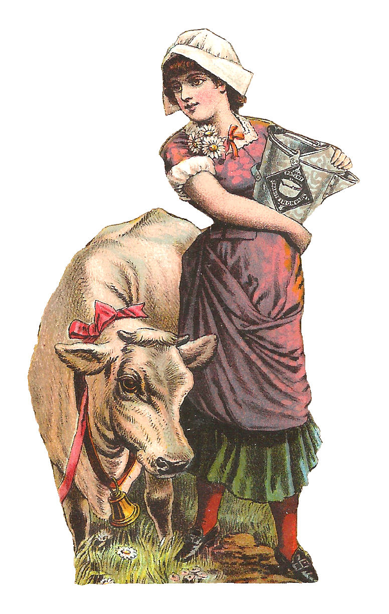 milk-maid-woman-cow-image-jpg.jpg (776×1224) | Graphic image, Antique ...