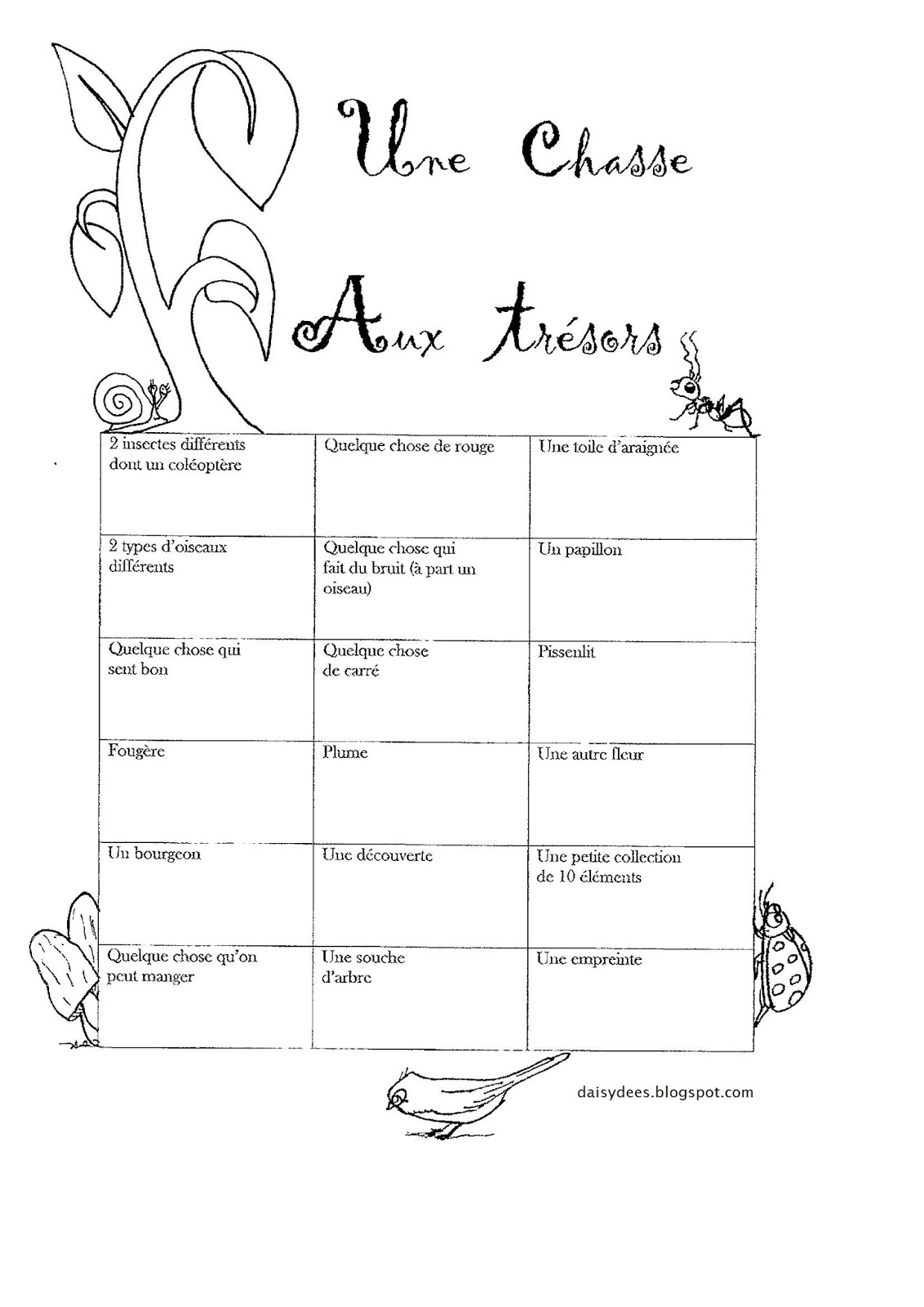 Daisydées: Chasse aux trésors dans la nature