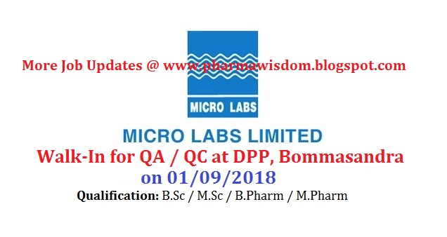 MICRO LABS LIMITED - Walk-In Interview for QA / QC on 1st September ...