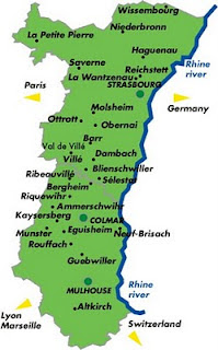 Alsacia Mapa de la Ciudades
