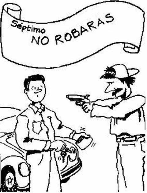Dibujo septimo mandamiento "No robarás ni tomarás lo que no te ...