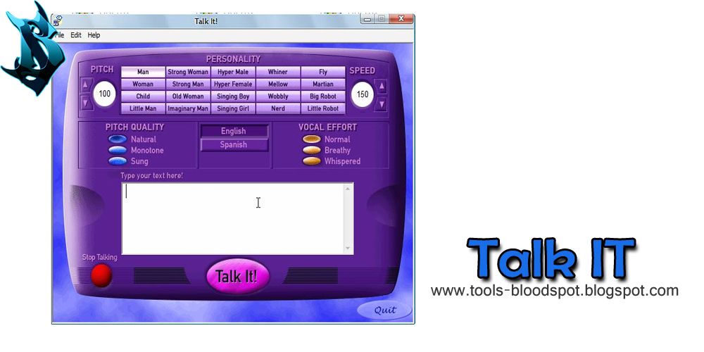 Talk It Free Software - Blood Spot Tools