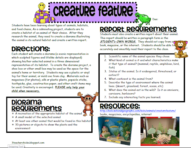 3 Teacher Chicks: Creature Feature Animal Project