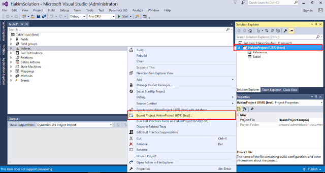How to import and export project in Dynamics 365?