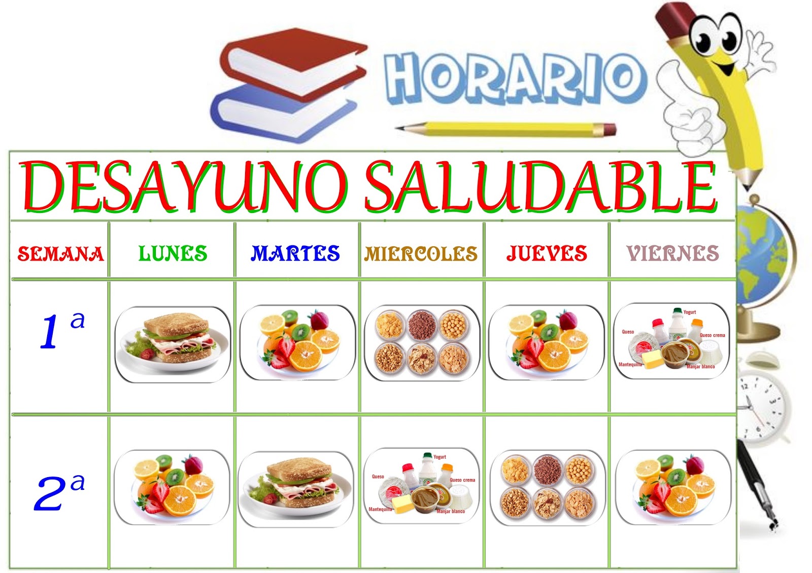 Educación Física en la Red: Más menús saludables para el recreo