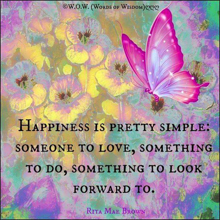 HAPPINESS IS PRETTY SIMPLE: SOMEONE TO LOVE, SOMETHING TO DO, SOMETHING ...
