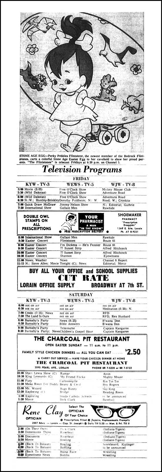 Brady's Bunch of Lorain County Nostalgia: Easter Time TV Listings – 1963