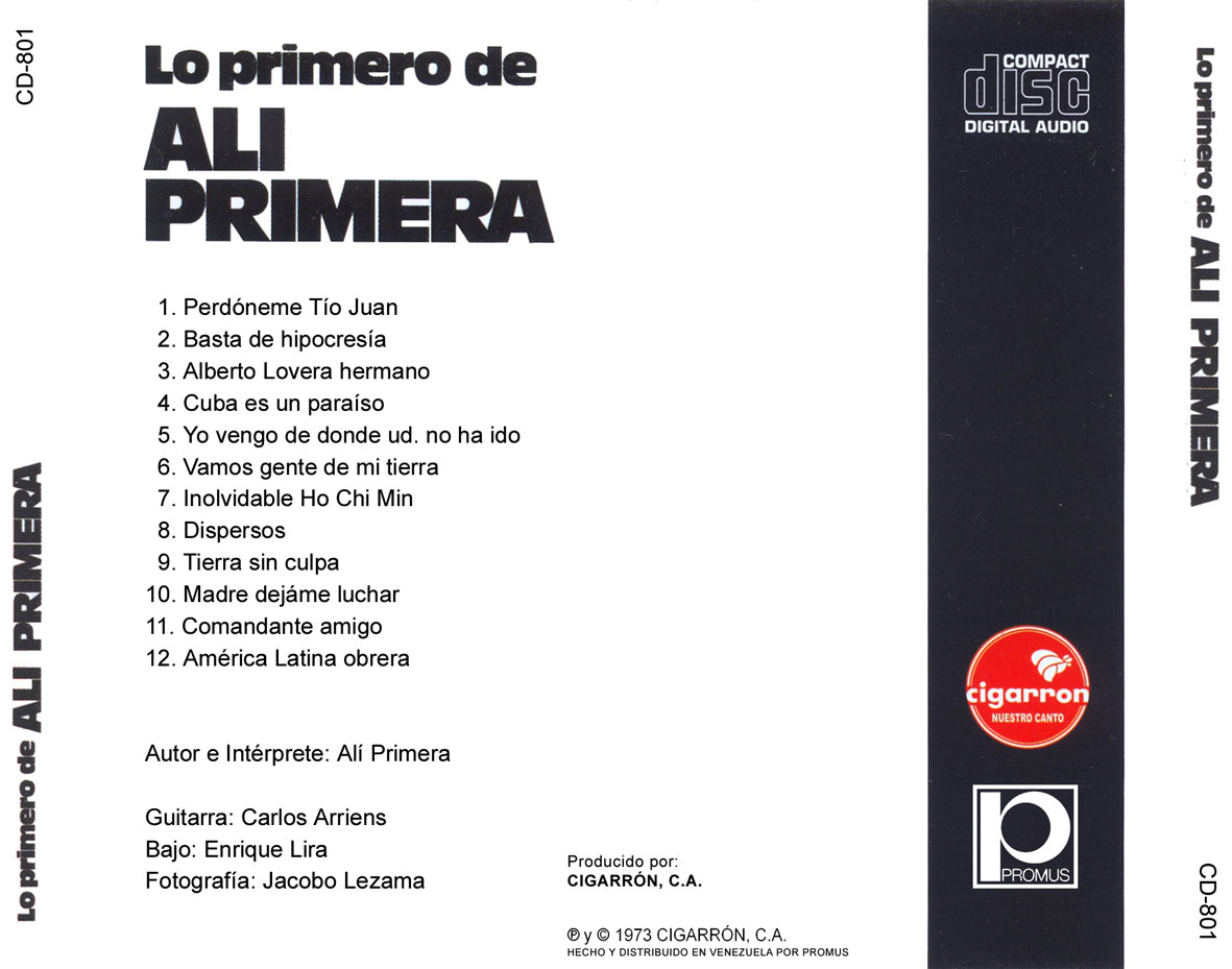 Música de Lucha Latinoamericana: Ali Primera - 1974 - Lo Primero de Alí ...