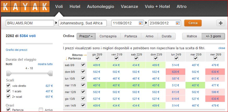 Il meglio di potere: Motore di ricerca voli low cost kayak