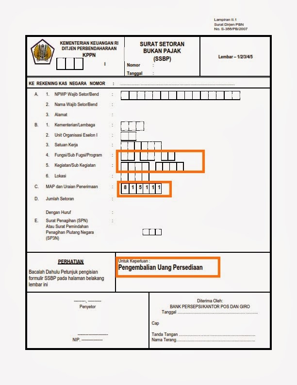 Contoh Pengisian SSBP (Potongan SPM GU Nihil)