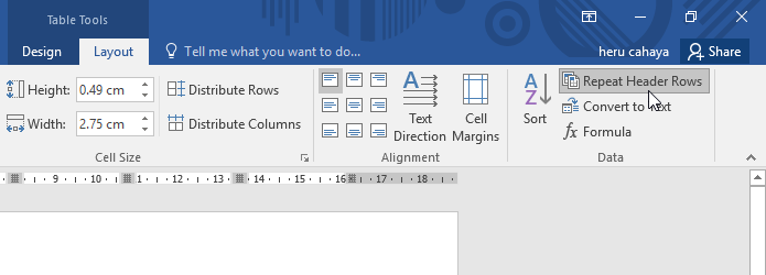 Membuat Header Tabel Otomatis pada Tiap Halaman MS Word