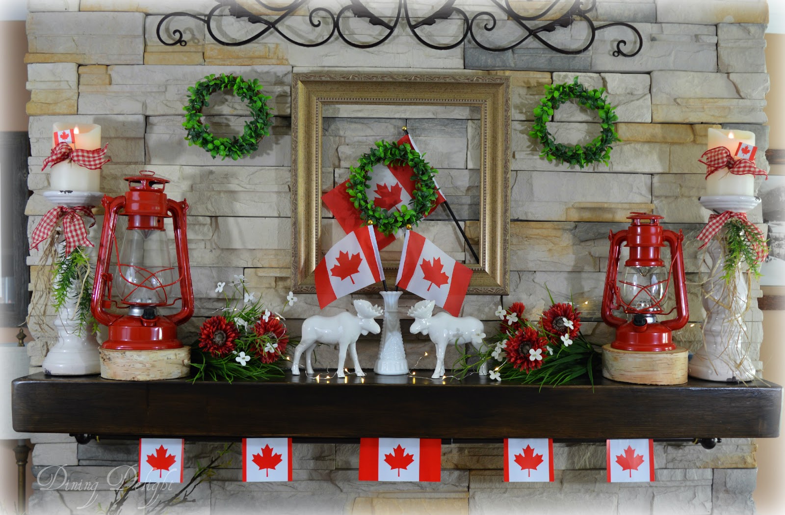 Dining Delight: Canada Day Mantel Decor