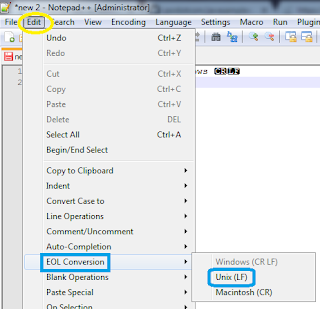 PSR.COM: Change EOL (End Of Line) Character from Windows to Unix/Linux using Notepad++