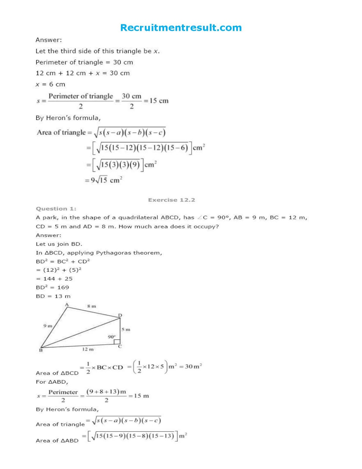 MathS HUB: Chapter 12 Heron's Formula