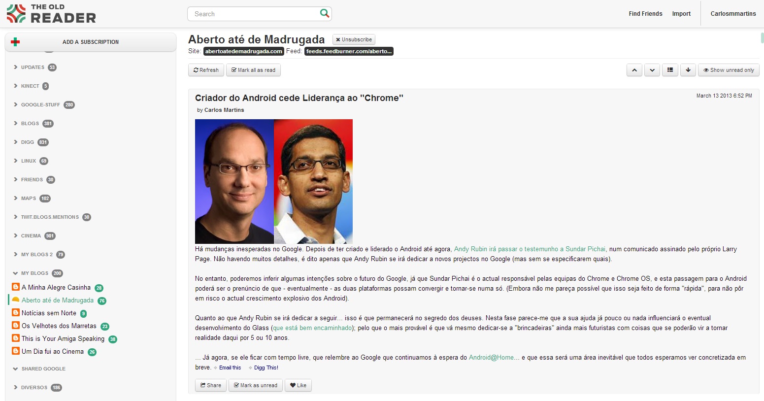 As Alternativas ao Google Reader | Aberto até de Madrugada