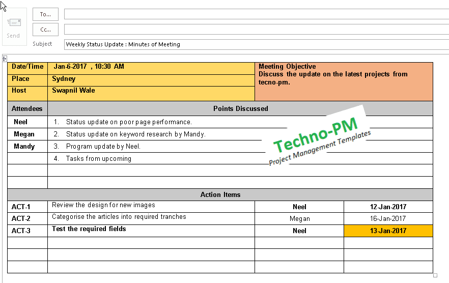 MOM Format Template: 4 Types Download - Free Project Management Templates