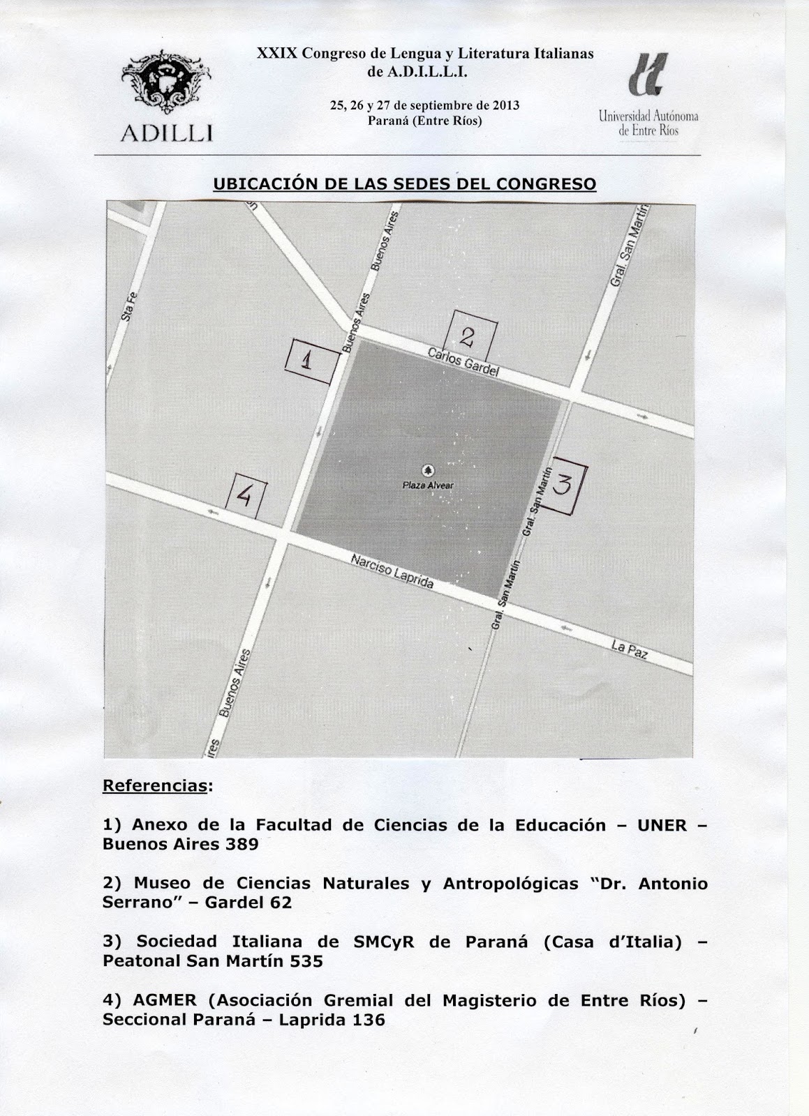 XXIX Congreso de Lengua y Literatura Italianas de Adilli: agosto 2013